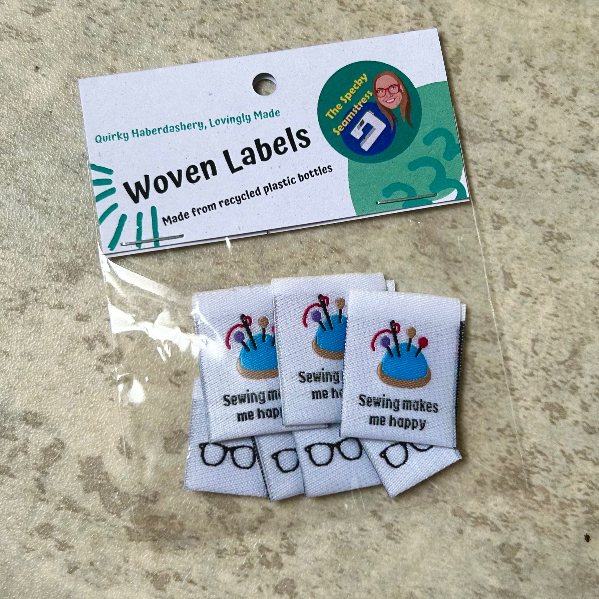 Sewing Makes Me Happy and Mini Glasses - TLC Month 5 Mixed Woven Label ...